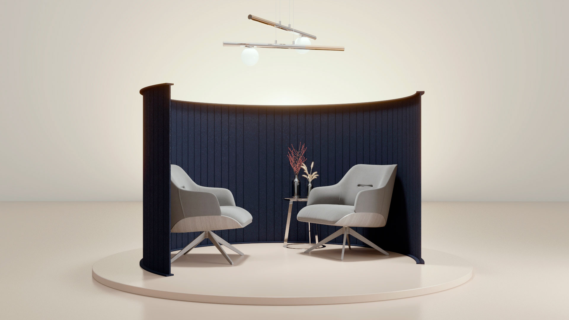 Kayra screen soundproof curved divider - Ezobord